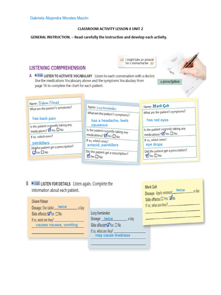 CLASSROOM ACTIVITY LESSON 4 UNIT 2 5th level | PDF