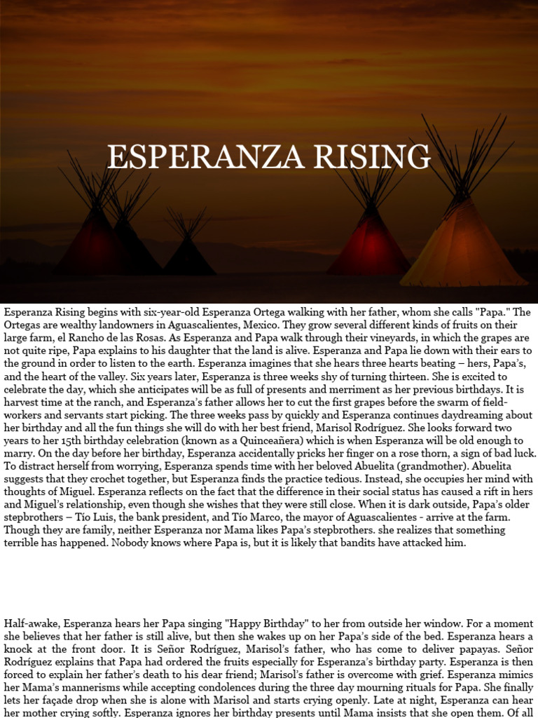 Esperanza Rising Chapter 1,2,3,4,5,6,7,8,9,10,11,12 | PDF