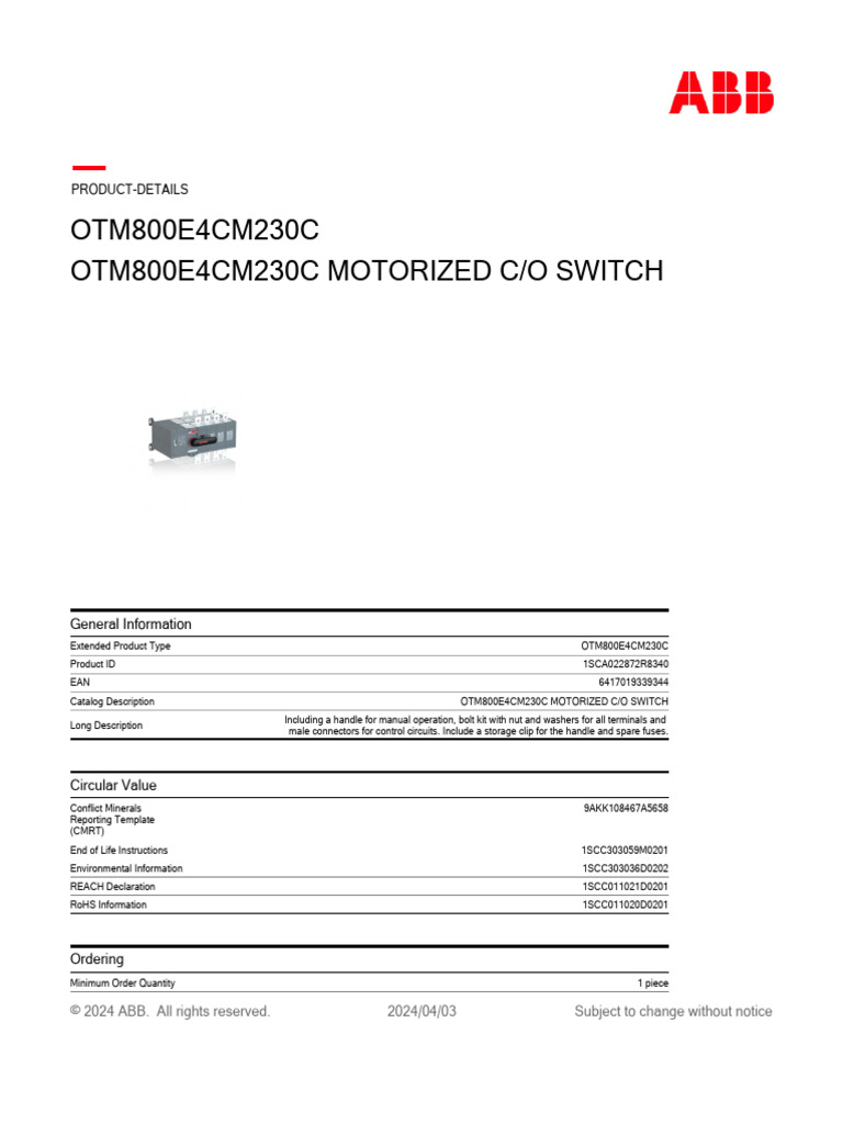 1SCA022872R8340 | PDF | Switch | Electrical Engineering