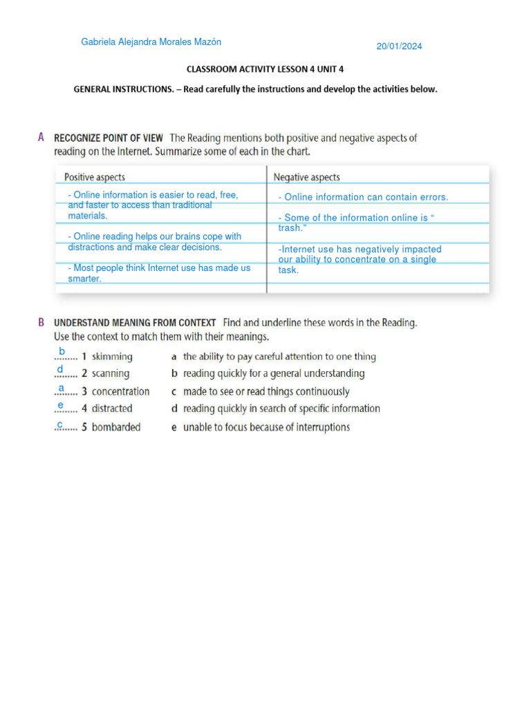 CLASSROOM ACTIVITY LESSON 4 UNIT 4 5th Level | PDF | Computers