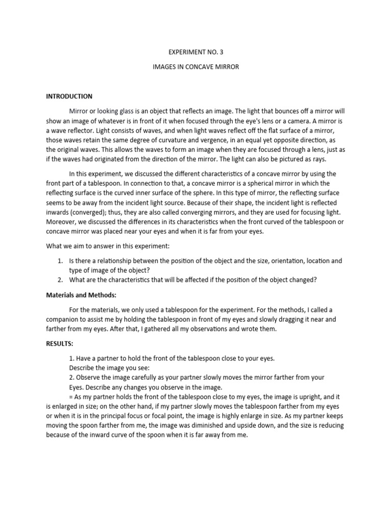 Lab Report Experiment 3 | PDF | Mirror | Optics