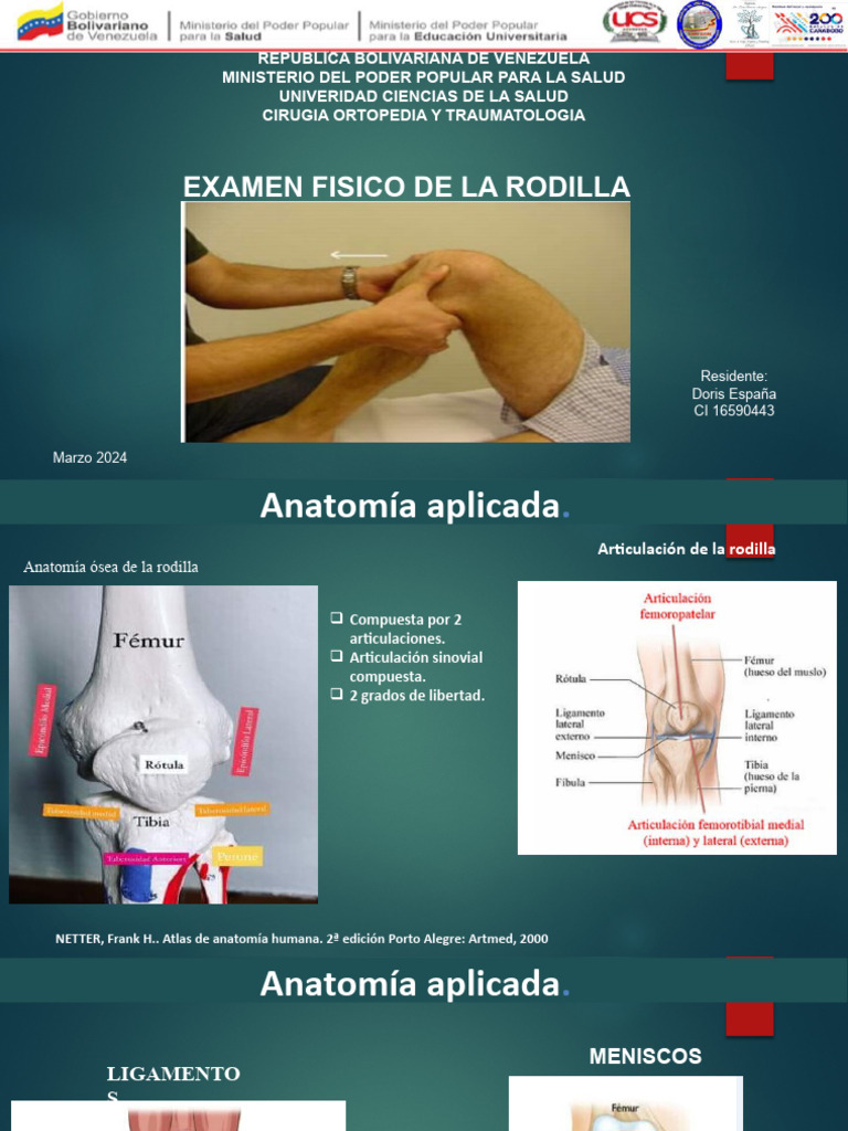Examen De La Rodila Pdf Rodilla Articulación