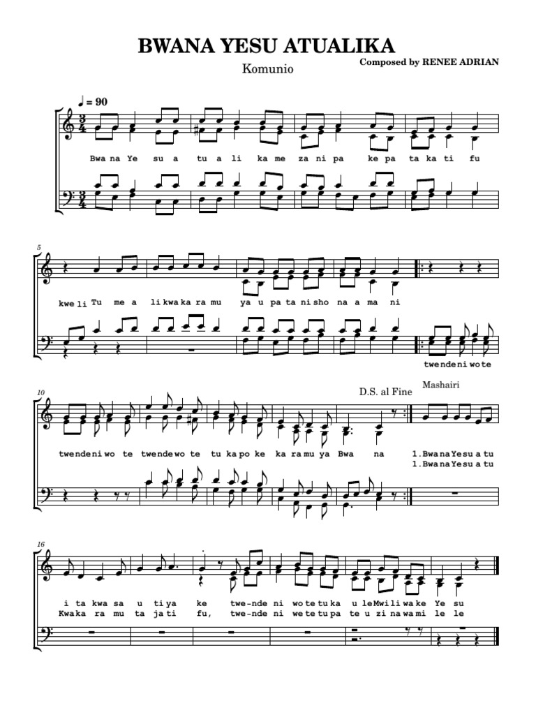 Bwana Yesu Anatualika | PDF