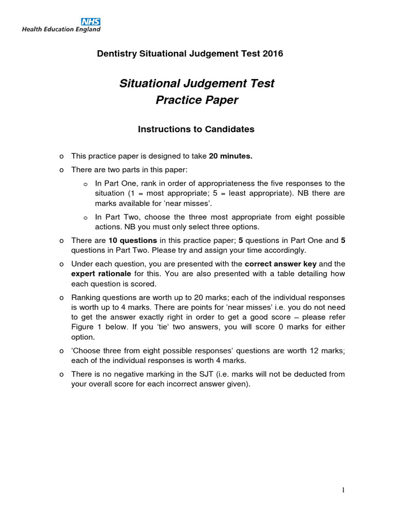 Dental Situational Judgement Test Guide | PDF | Dentist | General ...