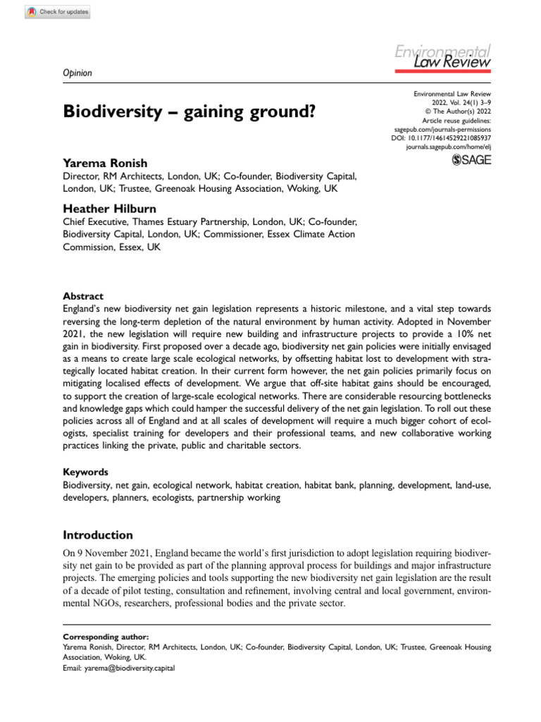 Ronish Hilburn 2022 Biodiversity Gaining Ground | PDF | Biodiversity ...