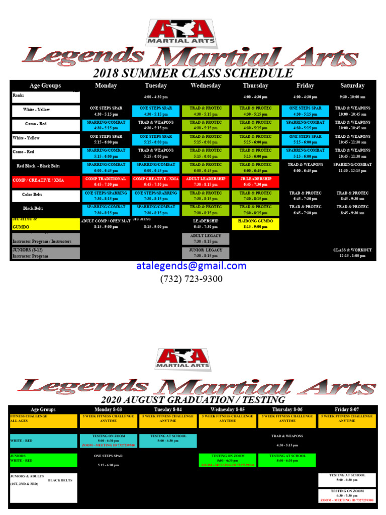 Class Schedule (Summer 2020) (August Testing) ) | PDF