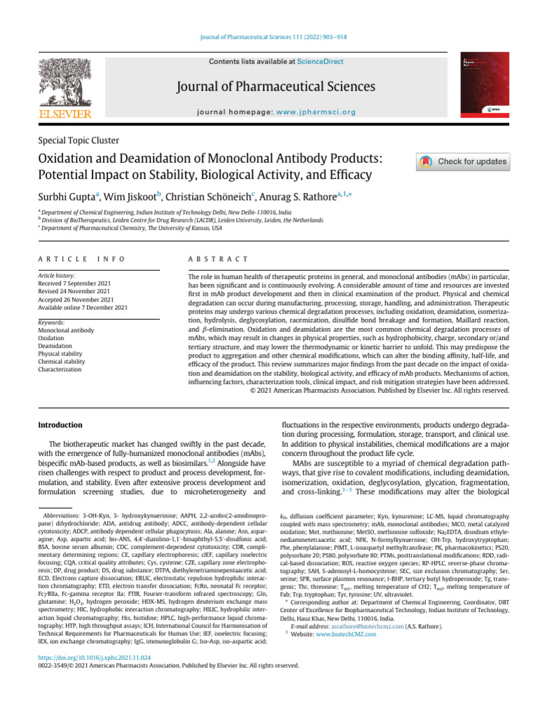 Impact of Oxidation on mAb Stability | PDF | Amino Acid | Hydrogen Peroxide