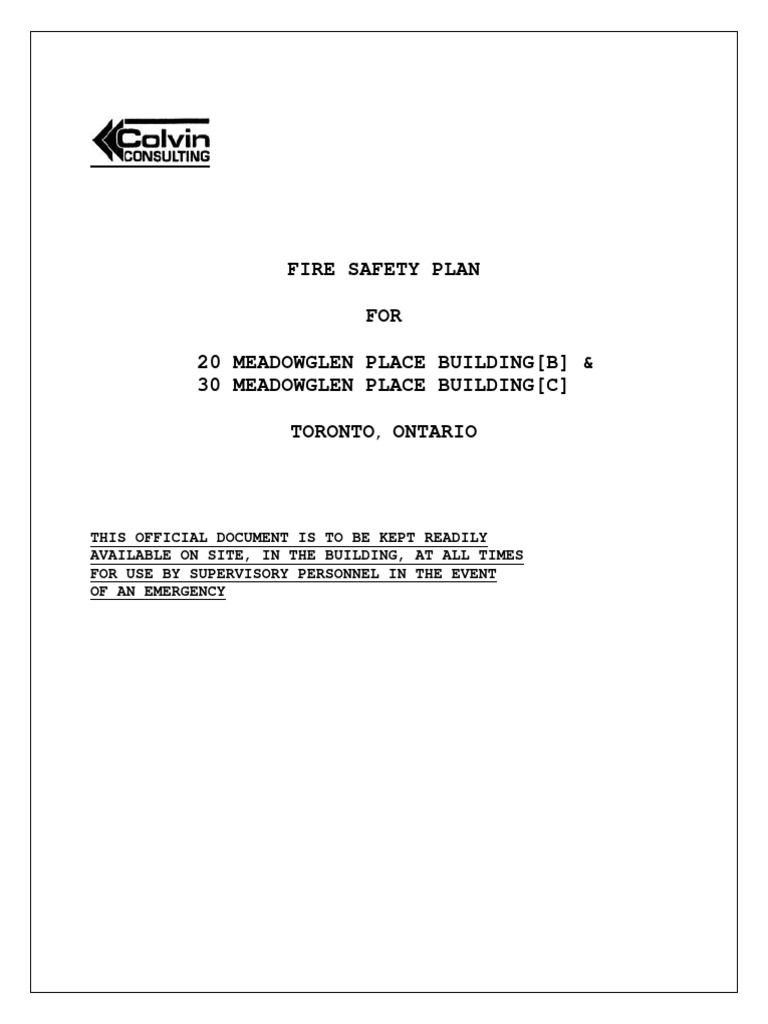 Fire Safety Plan 20-30 Meadowglen Place | PDF | Fire Sprinkler System ...