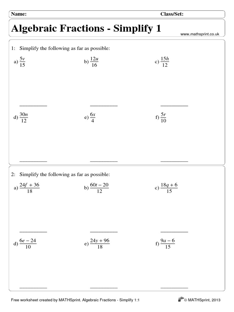 a-algebraic-fractions-simplify-1 | PDF