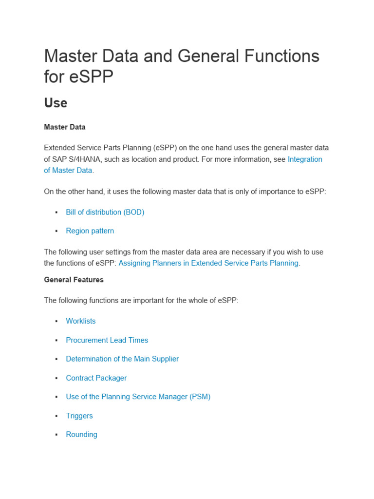 01 Master Data and General Functions For eSPP Overview | PDF | Computers | Technology & Engineering
