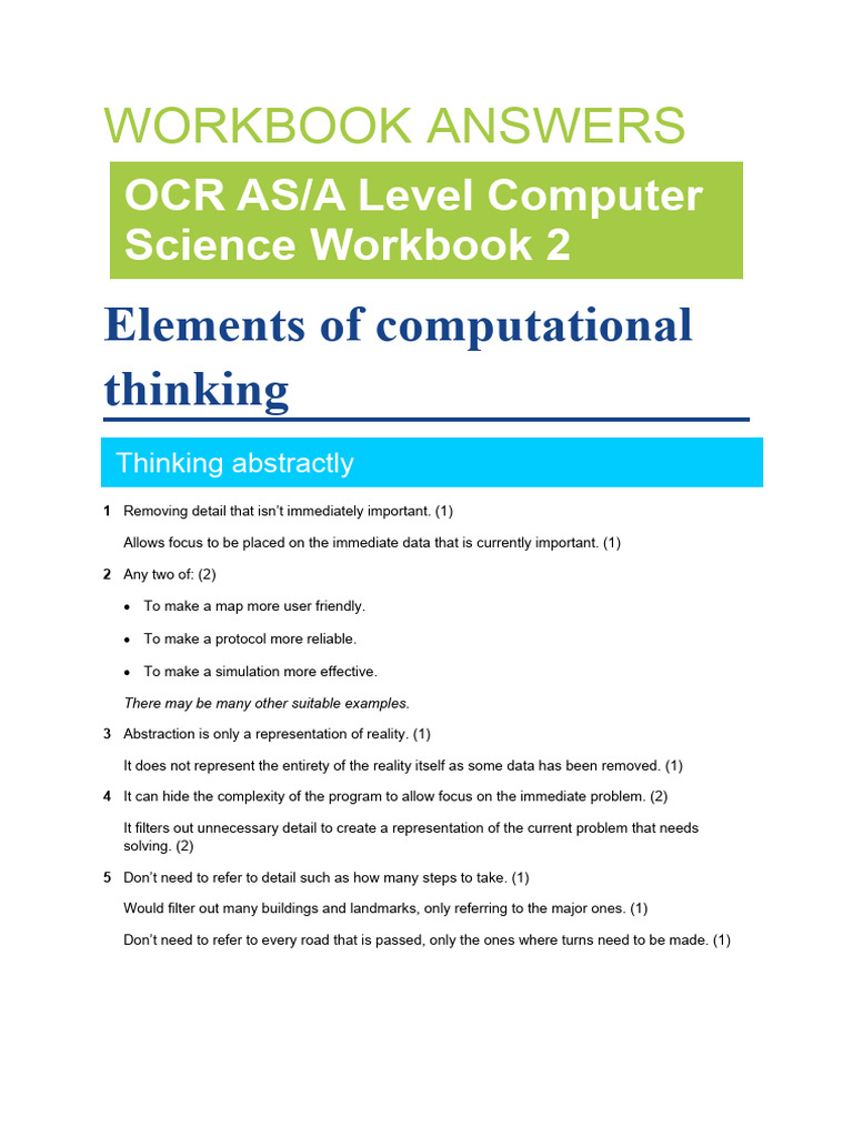 OCR Comp Sci WB 2 Answers | PDF | Control Flow | Time Complexity
