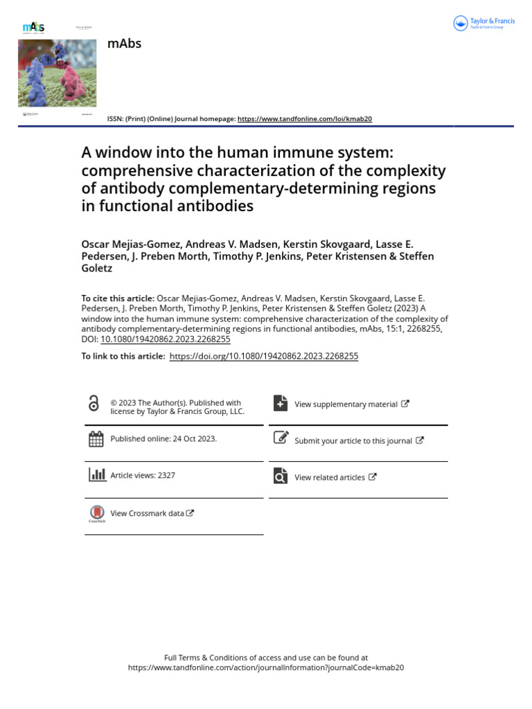 CDRs - A Window Into The Human Immune System Comprehensive ...