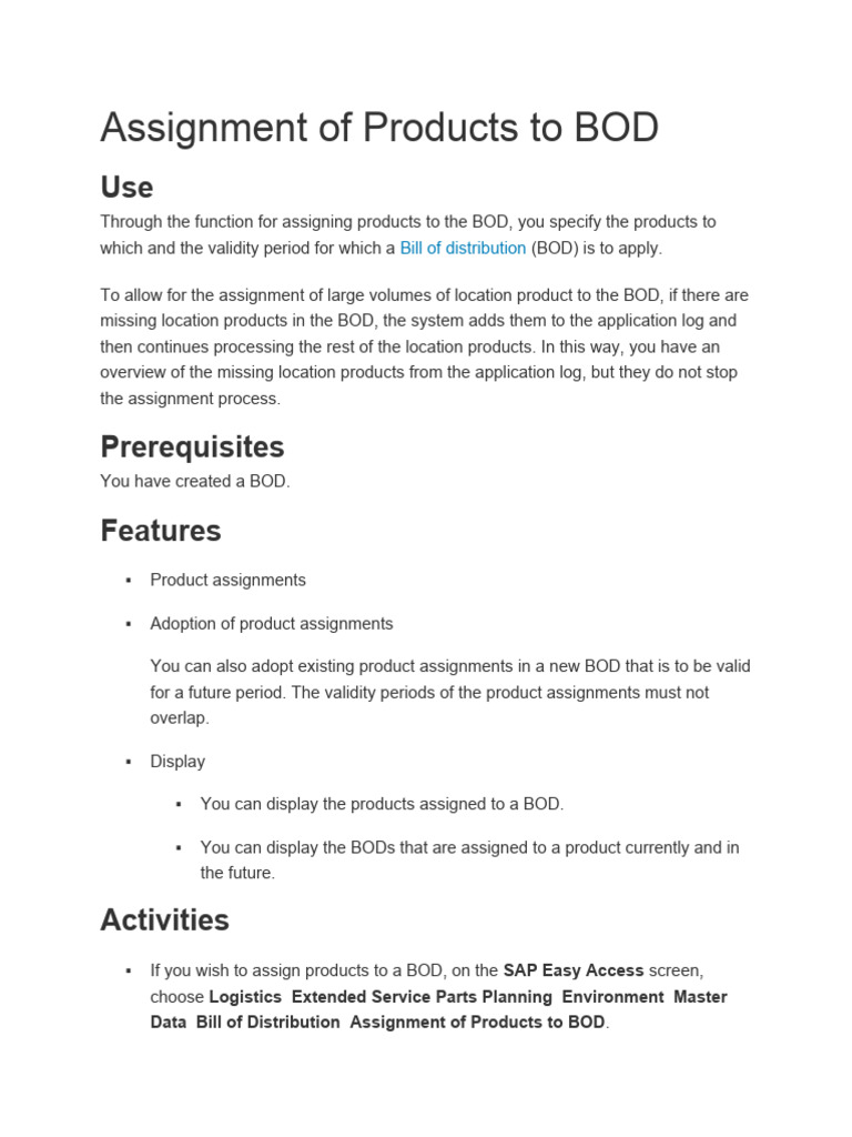 BOD Product Assignment Process | PDF | Business | Computers
