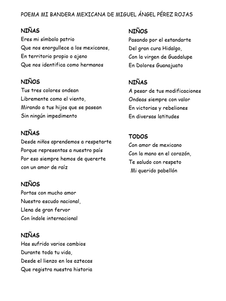 Poema MI BANDERA MEXICANA | PDF