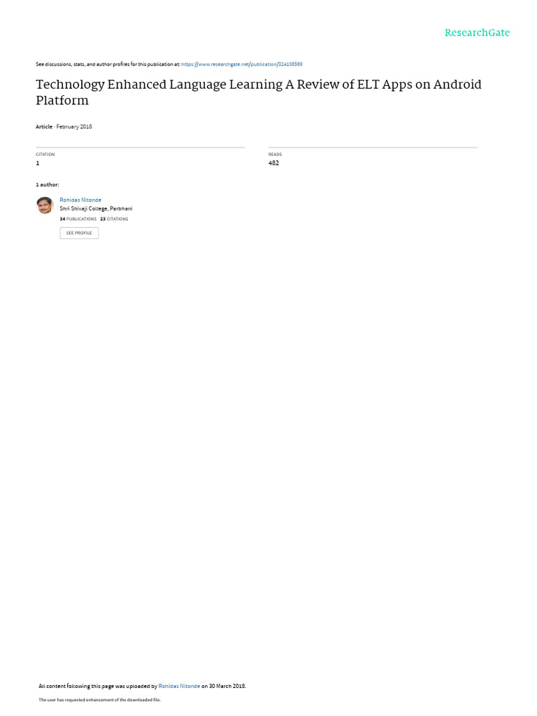 Technology Enhanced Language Learning A Review of ELT Apps On Android ...