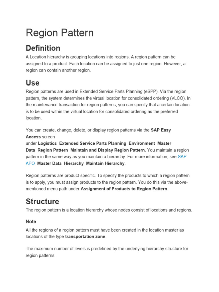 SAP Region Pattern Management | PDF