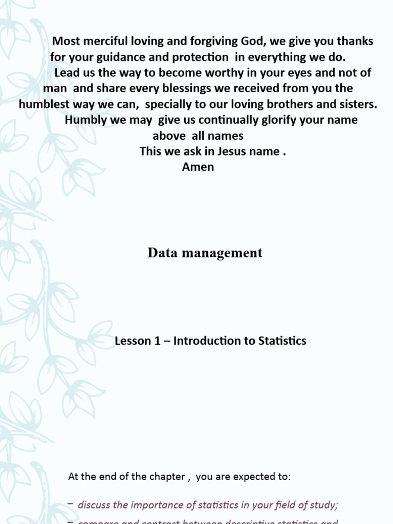 Chapter 3 Data Management | PDF | Level Of Measurement | Statistics