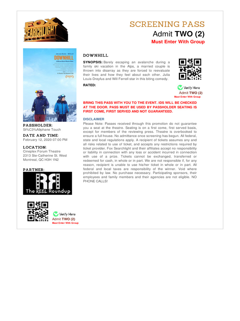 Downhill Screening Pass for Two | PDF