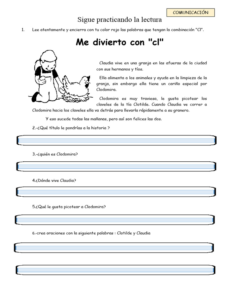 Lectura de palabras con "cl" para niños | PDF | Novela negra, policíaca ...