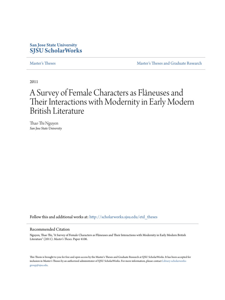 Female Flâneuses in Early Modern Literature | PDF | Modernity