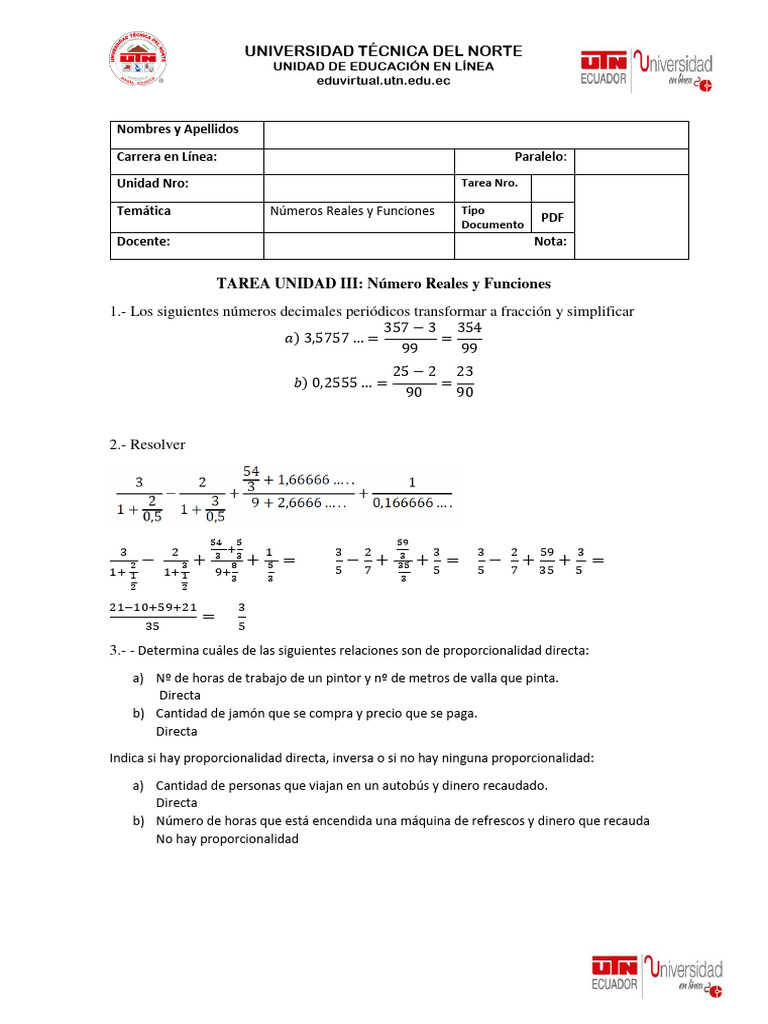 Números Reales. Ejercicios Resueltos | PDF | Matemáticas | Matemática ...