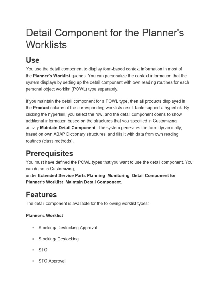 18 Detail Component For The Planner's Worklists in SAP eSPP | PDF ...