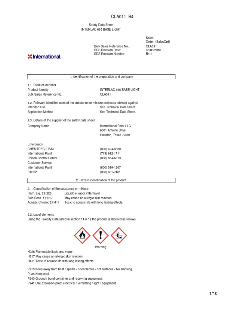 Interlac 665 Base Light | PDF | Toxicity | Water