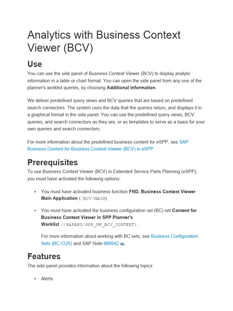 20 Analytics With Business Context Viewer (BCV) in SAP eSPP | PDF | Time Series | Analytics