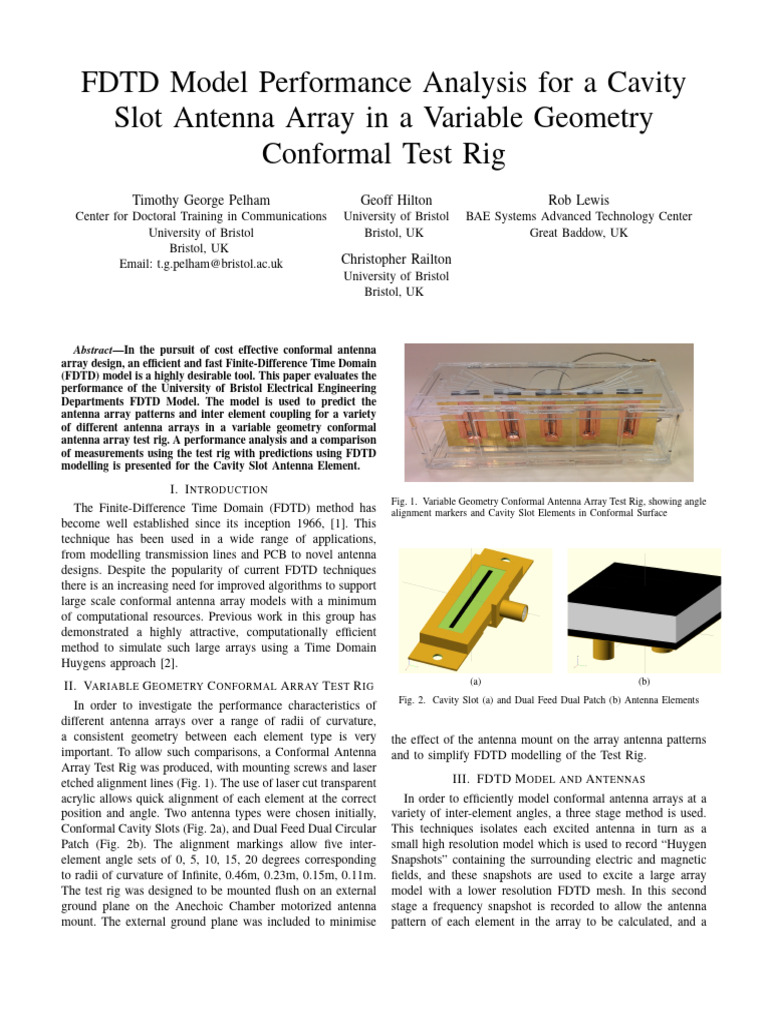 Fdtd Model Performance Analysis For A Cavity Slot Antenna Array In A Variable Geometry Conformal