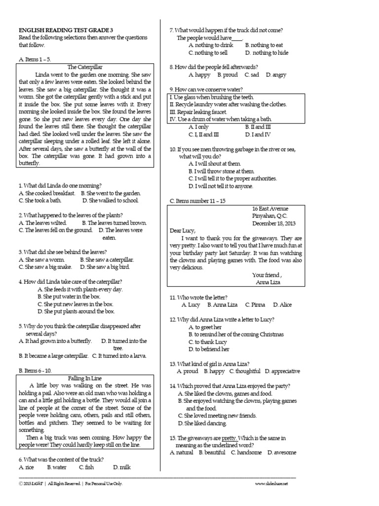 English 3 Reading Ellna Reviewer | PDF