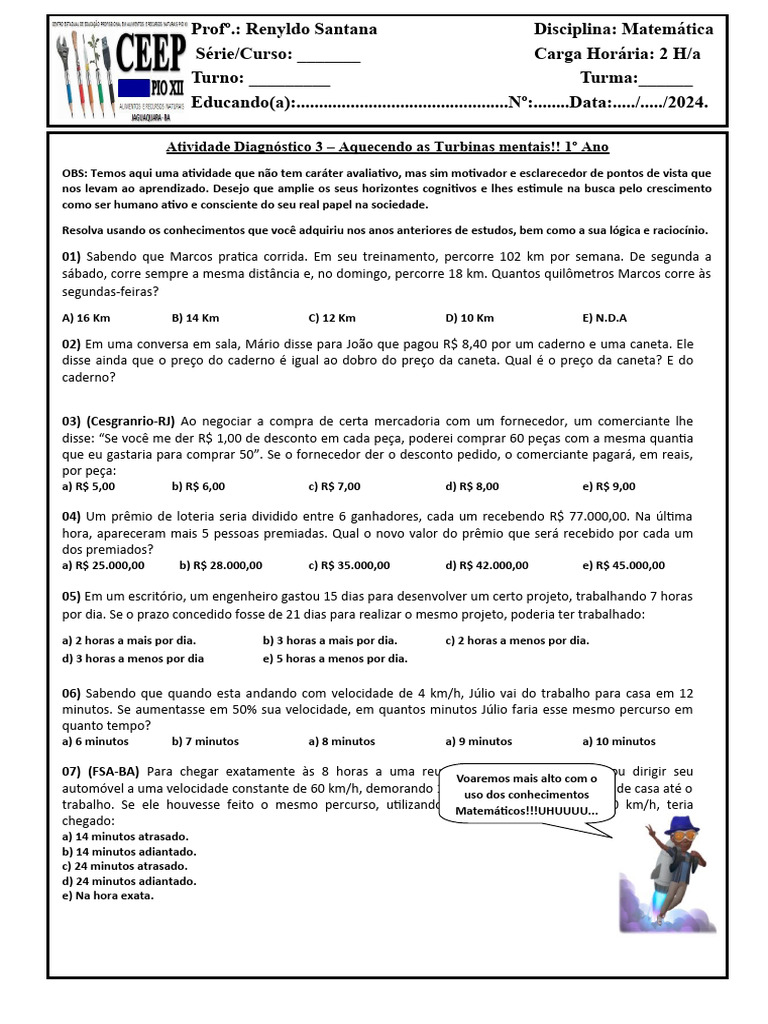 3 Ativ Aquec 1º ANO | PDF