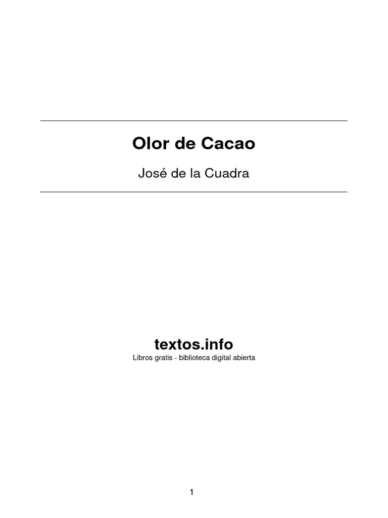 Jose de la Cuadra - Olor de Cacao | PDF