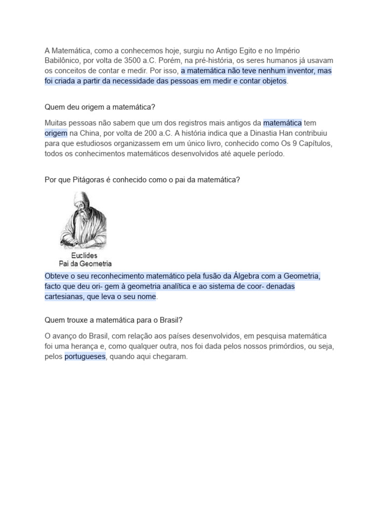 Quem Criou A Matemática | PDF