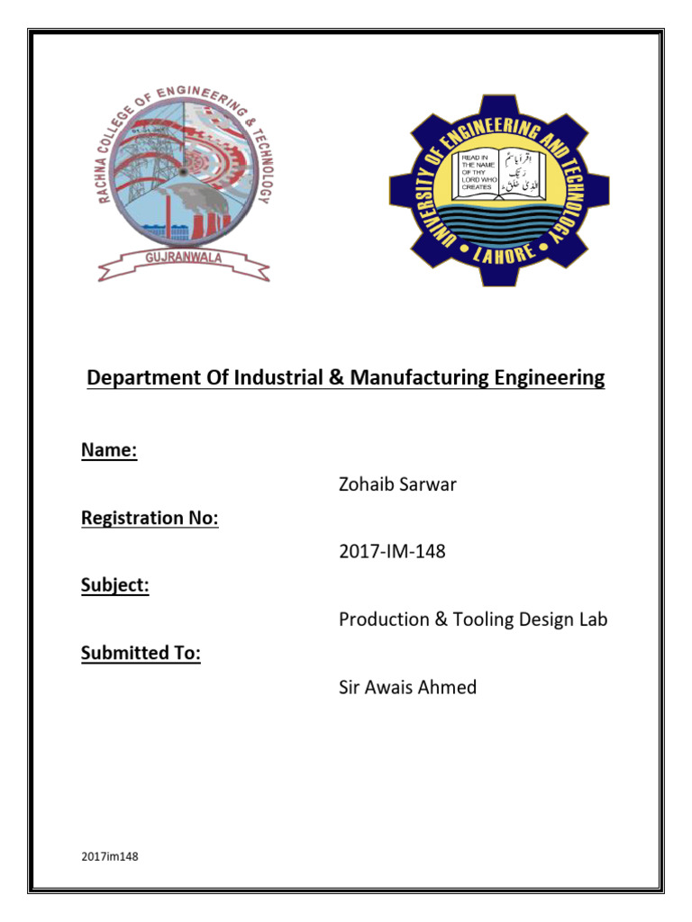 2017im148, PTD Assignment 6 & 7 | PDF | Sheet Metal | Materials