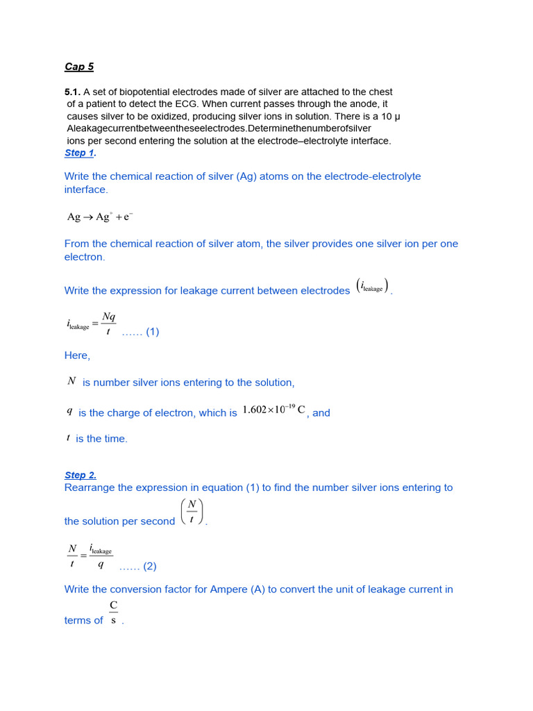 Problems Medical Instrumentation Cap.5 | PDF | Capacitor | Electrical Impedance