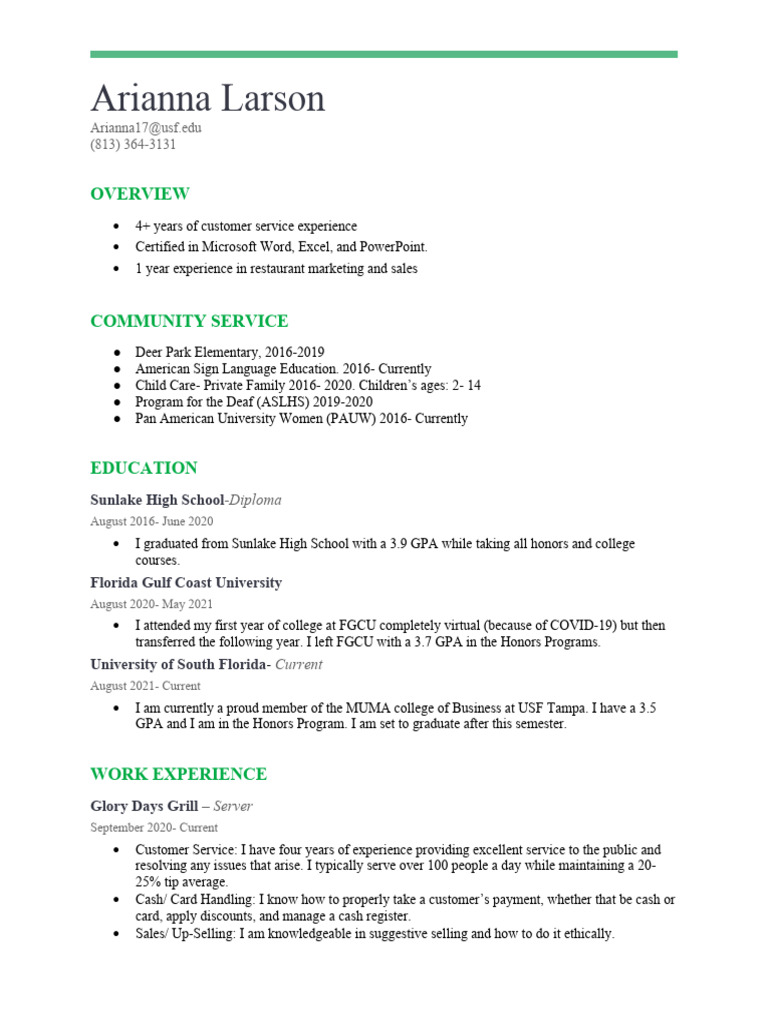 arianna larson- resume | PDF