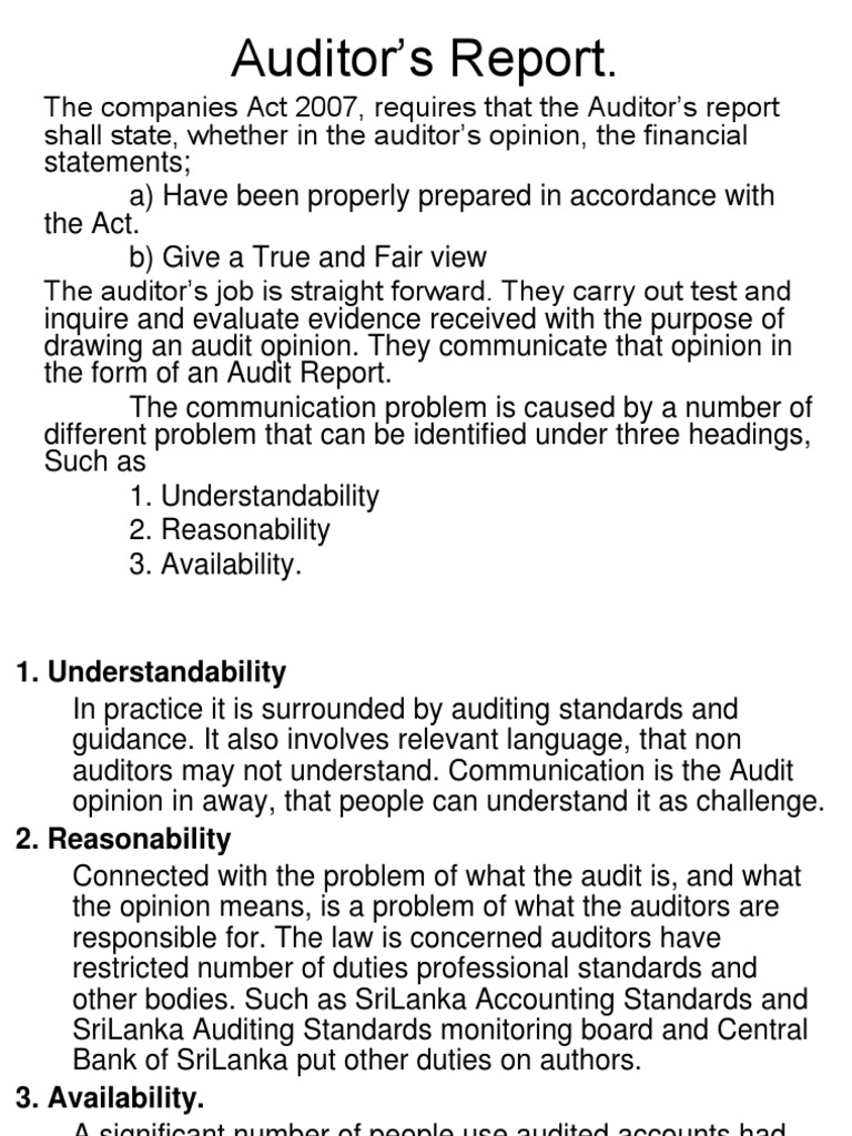 Understanding Auditor's Report Elements | PDF | Auditor's Report ...