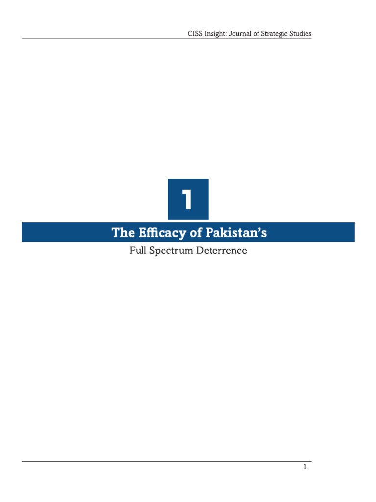 The Efficacy of Pakistan's Full Spectrum Deterrence | PDF