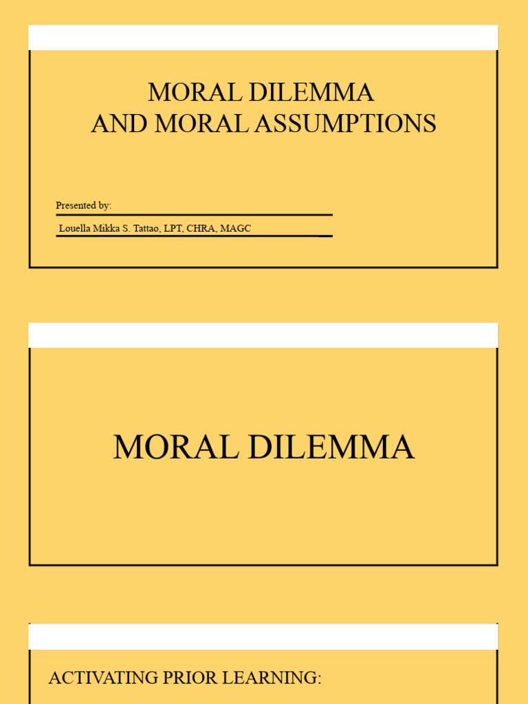 Understanding Moral Dilemmas and Assumptions | PDF | Reason | Inductive ...