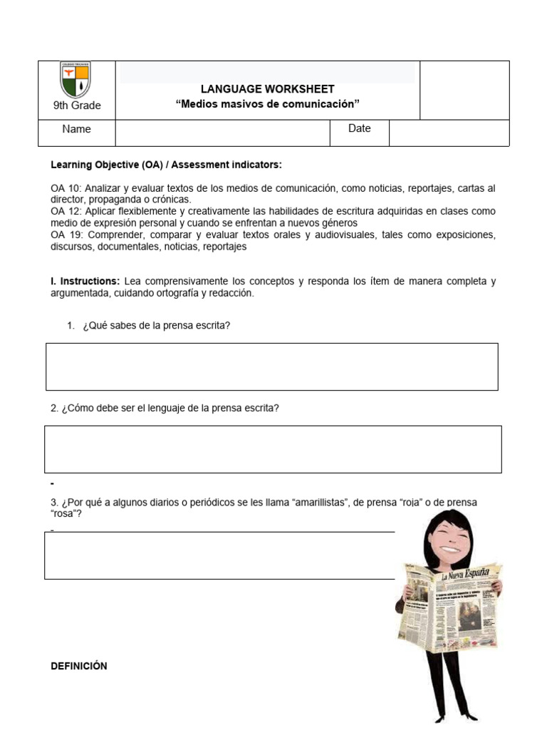 Guía Medios de Comunicación 9TH GRADE | PDF | Comunicación | Medios de ...