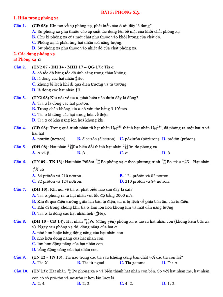 BT Phong Xa, Phan Ung Phan H CH 12 Sinh | PDF