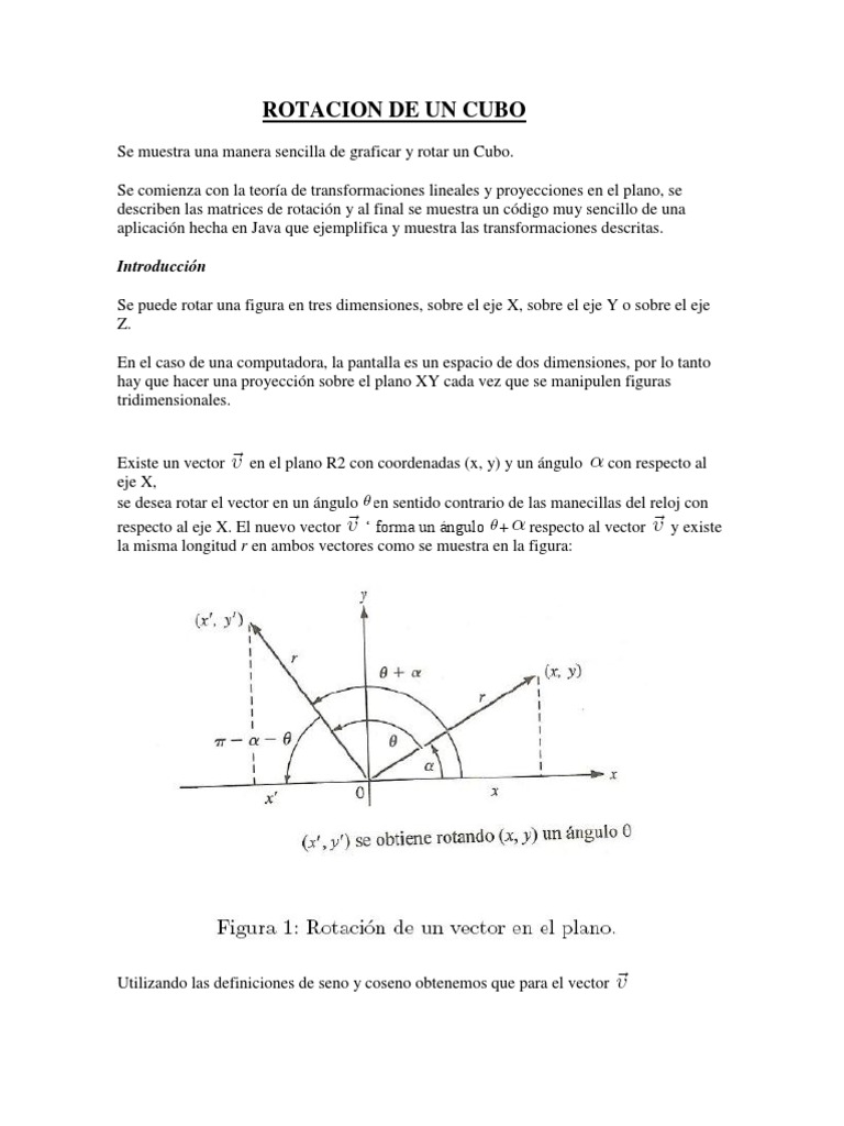 Rotación de un Cubo en 3D | PDF | Rotación | Vector Euclidiano