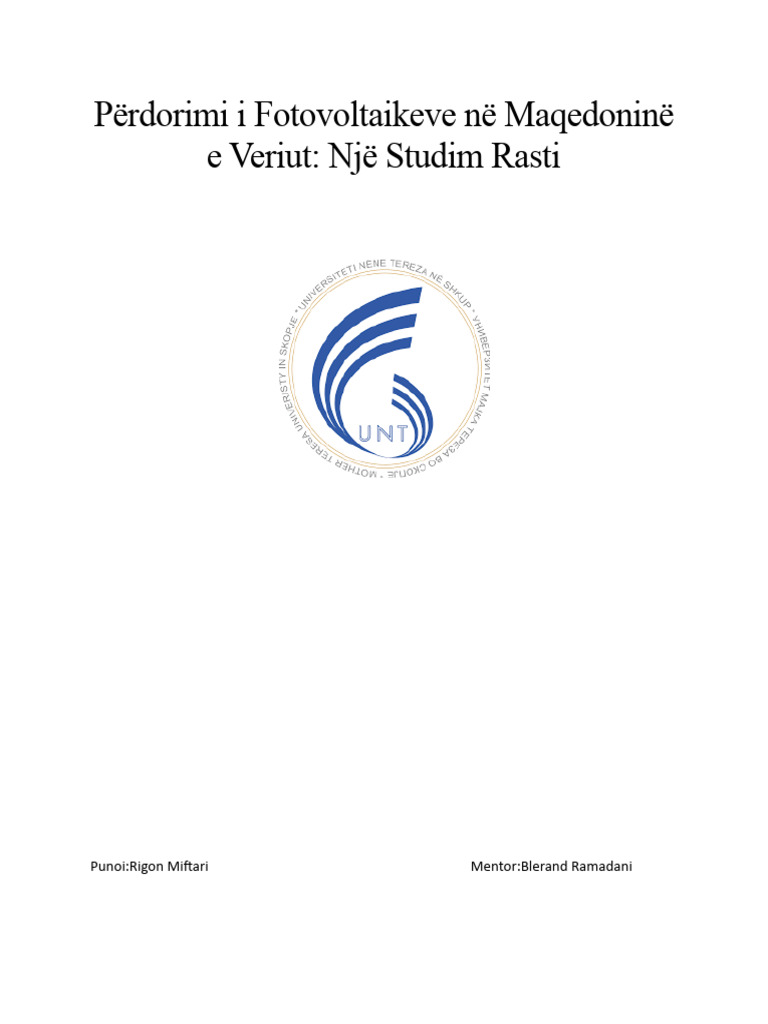 Përdorimi I Fotovoltaikeve Në Maqedoninë e Veriut | PDF