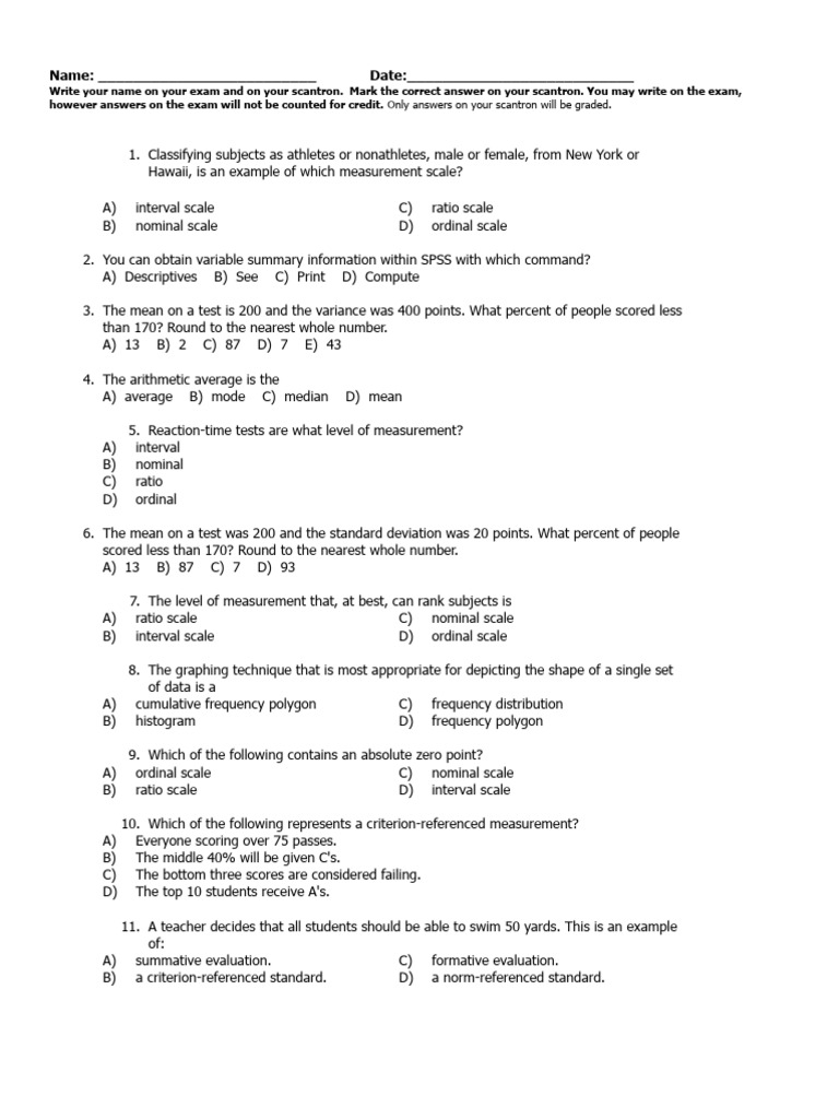 Exam 1 HPR 303 | PDF | Level Of Measurement | Standard Score