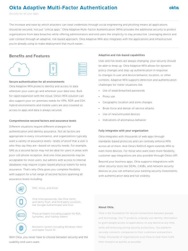 okta_mfa-datasheet | PDF | Security | Computer Security