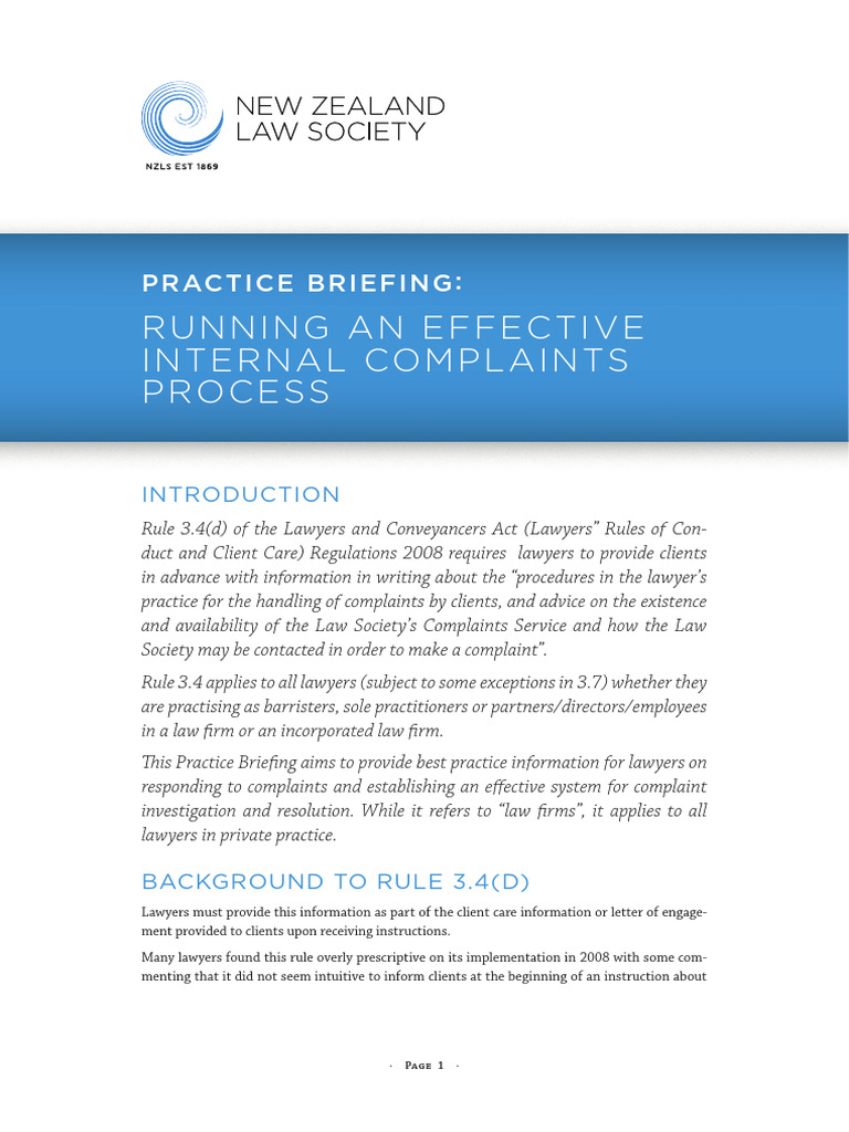Running An Effective Internal Complaints Process | PDF | Complaint | Lawyer