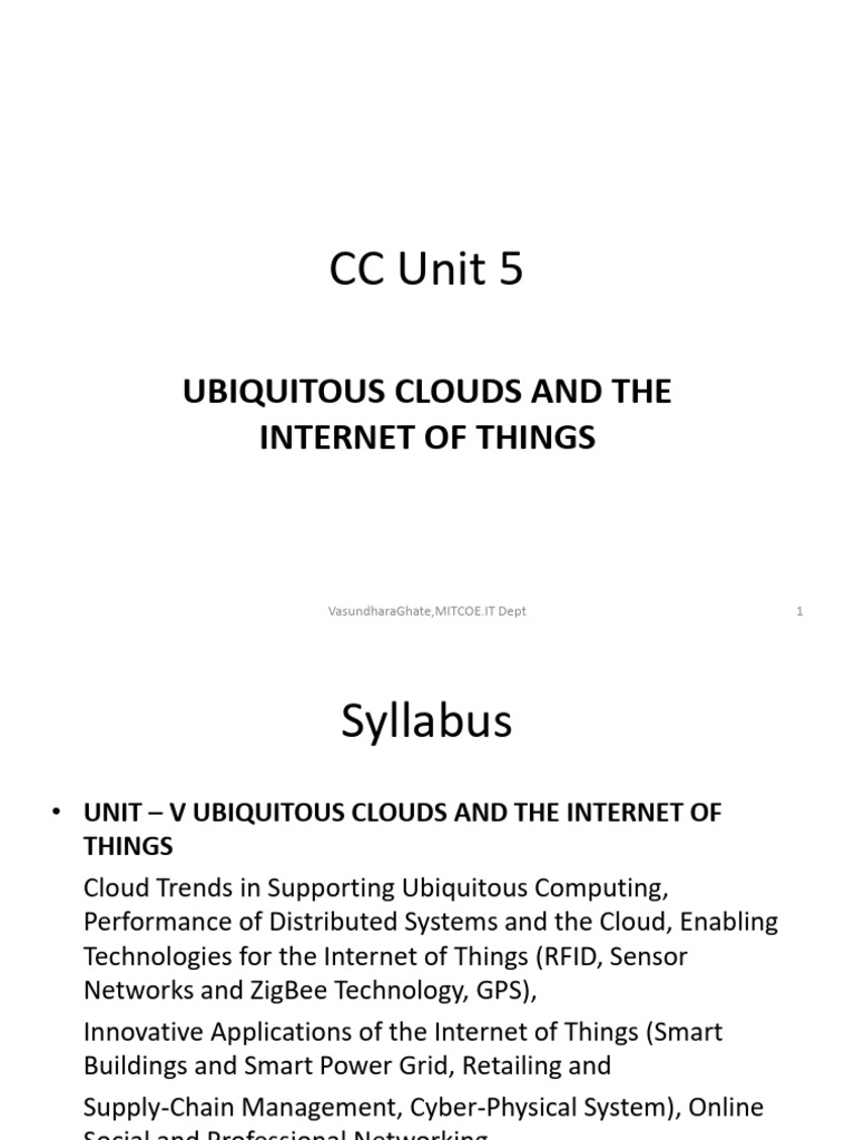 CC Unit 5 - Part1 | PDF | Wireless Sensor Network | Radio Frequency ...