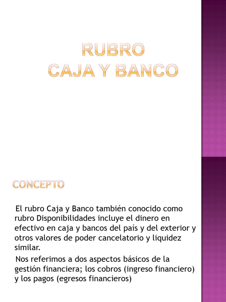 Rubro Caja y Banco | PDF | Bancos | Dinero