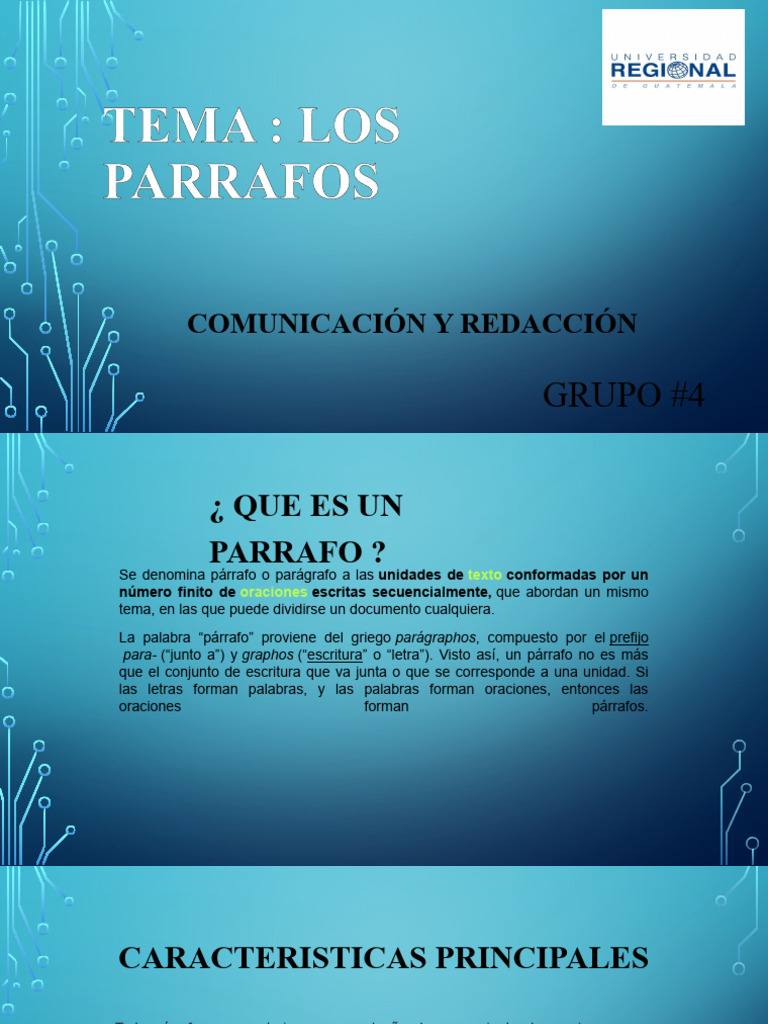 PRESENTACION PARRAFOS | PDF | Párrafo | Oración (Lingüística)