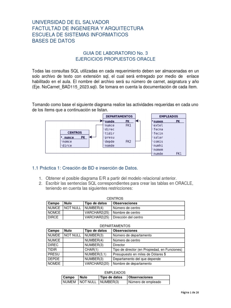 Guia de Ejercicios Laboratorio No. 3 | PDF | SQL | Recuperación de información